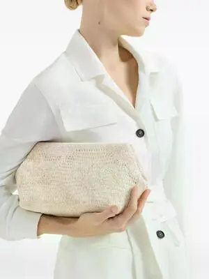 Brunello Cucinelli Linen And Cotton Knit Pouch Bag - Neutrals