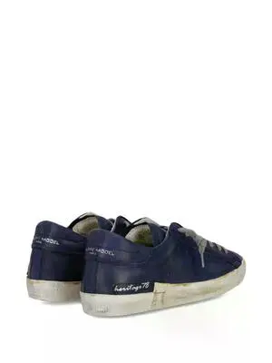 Philippe Model Prsx Distressed Leather Low-top Sneakers - Blue