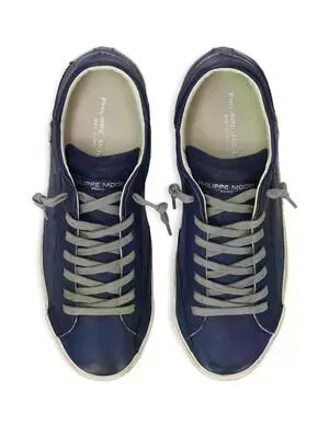 Philippe Model Prsx Distressed Leather Low-top Sneakers - Blue