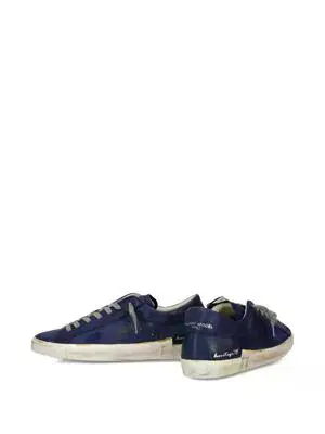 Philippe Model Prsx Distressed Leather Low-top Sneakers - Blue
