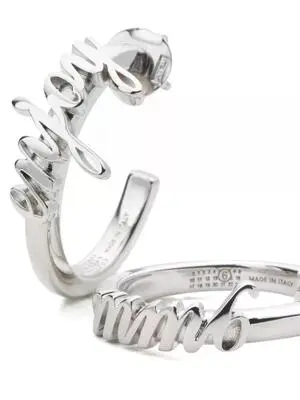 MAISON MARGIELA Lettering Hoop Earrings - Silver