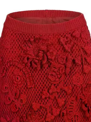 Valentino Garavani Floral Appliquéd Knit Skirt