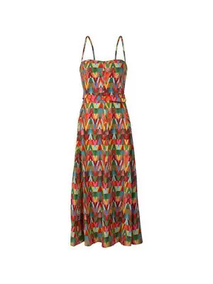 Valentino Garavani Geometric Belted Midi Dress - Red