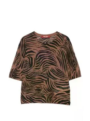 Max Mara Tago Zebra-print Knitted Top - Brown