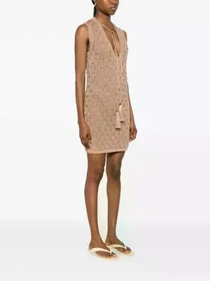 Elisabetta Franchi V-neck Knit Mini Dress - Neutrals
