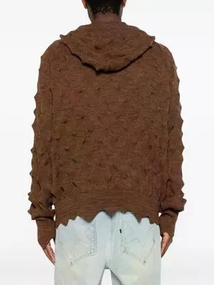 MADFRENZY Spiked Zip-up Cable-knit Cardigan