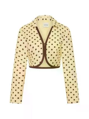 Posse Polka-dot Pattern Crop Jacket - Yellow