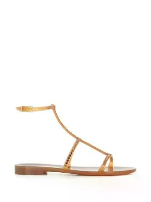 Menghi Crystal-embellished Flat Sandals - Brown