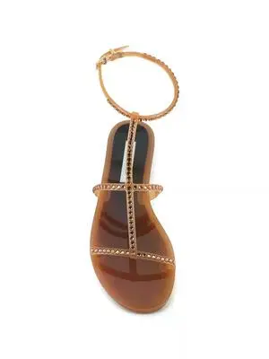 Menghi Crystal-embellished Flat Sandals - Brown