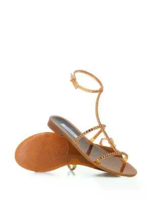 Menghi Crystal-embellished Flat Sandals - Brown