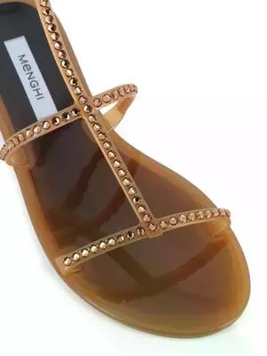 Menghi Crystal-embellished Flat Sandals - Brown