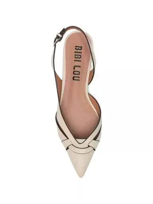 BIBI LOU Nolia Criss-cross Leather Flat Pumps - Neutrals