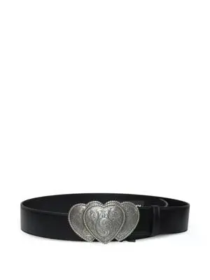 KATE CATE Queen Of Hearts Buckle Belt - Black