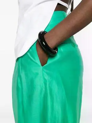 SOLOTRE Pleated Wide Leg Trousers - Green