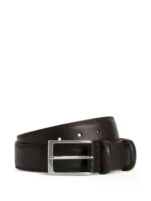 Boggi Milano Double-stitching Belt With Logo Buckle - Brown