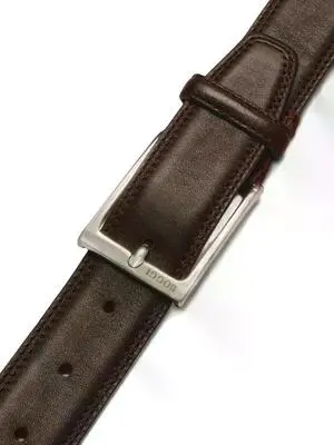 Boggi Milano Double-stitching Belt With Logo Buckle - Brown
