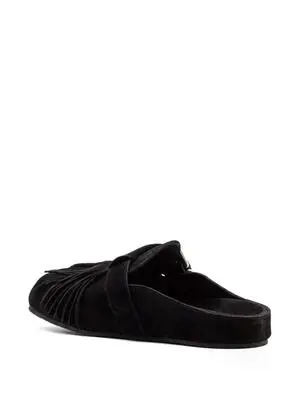 VIC MATIE Fringed Buckle Mules - Black