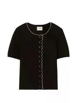 Claudie Pierlot Buttoned Wavy-trim Cardigan