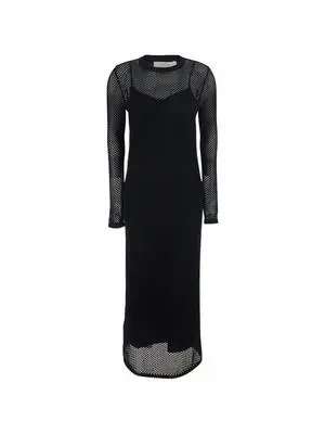 JUCCA Mesh-overlay Midi Dress