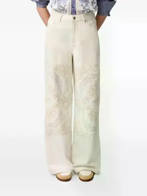 Claudie Pierlot Embroidered Wide-leg Jeans