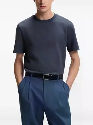 BOSS Bubble-structure T-shirt In Cotton - Blue