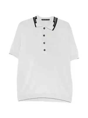 LOW BRAND Zigzag Collar Polo Shirt - Grey