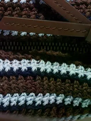 Miu Miu Crochet Pouch With Striped Pattern And Leather Handle - Brown