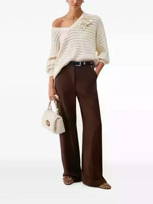 Liu Jo V-neck Cotton Sweater - Neutrals