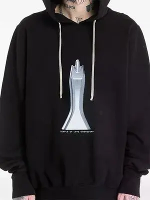 Rick Owens Oversized Printed Hoodie - Black