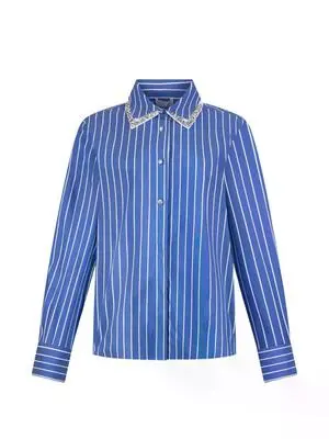 Liu Jo Striped Shirt With Jeweled Embellishments