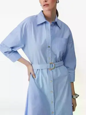 Liu Jo Belted Shirt Dress With Three-quarter Sleeves
