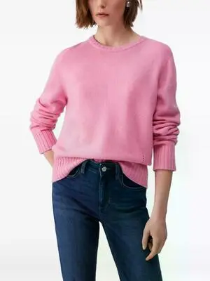 Liu Jo Ribbed Perforated Logo Sweater - Pink