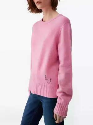 Liu Jo Ribbed Perforated Logo Sweater - Pink