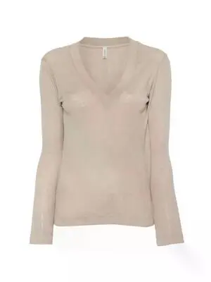 DANIELE FIESOLI V-neck Long-sleeve T-shirt - Neutrals