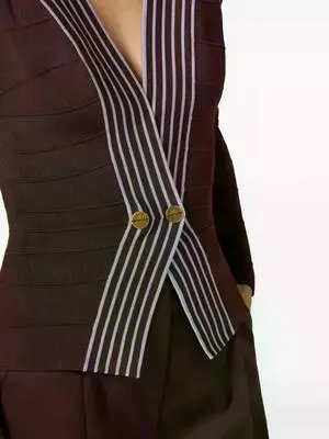 Elisabetta Franchi Knit Fabric Top With Striped Bands - Brown