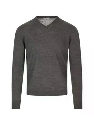 Fedeli V-neck Wool Sweater - Grey