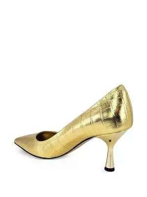 MADISON MAISON Annuccia Croc-effect Leather Pumps - Gold