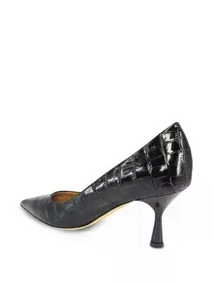 MADISON MAISON Annuccia Leather Croc-effect Pumps - Black