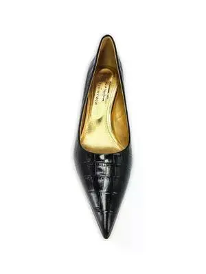 MADISON MAISON Annuccia Leather Croc-effect Pumps - Black