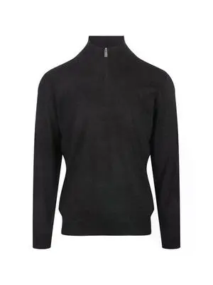 Fedeli High-neck Zip Sweater - Grey