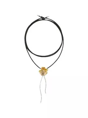 Maje Floral Charm Necklace - Black