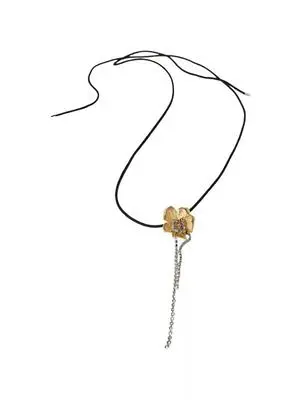 Maje Floral Charm Necklace - Black
