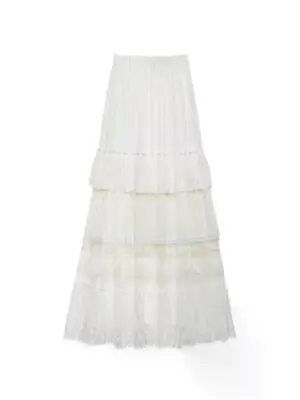 ANIYE BY Ruffled Lace Maxi Skirt - Neutrals