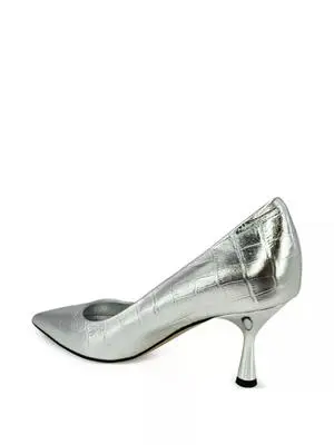 MADISON MAISON Annuccia Croc-effect Leather Pumps - Silver