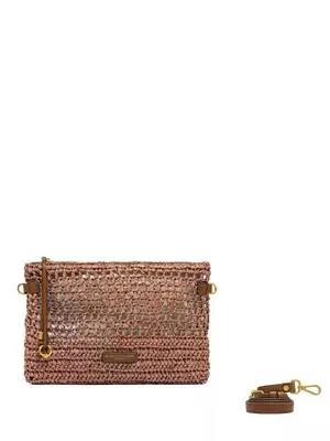 GIANNI CHIARINI Woven Raffia Shoulder Bag - Pink