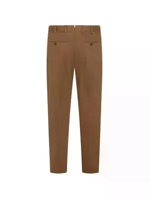PT TORINO Button-fastening Pleated Cotton Trousers - Brown