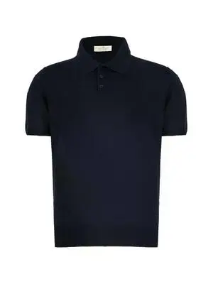 PANICALE Short-sleeve Silk Polo Shirt - Blue