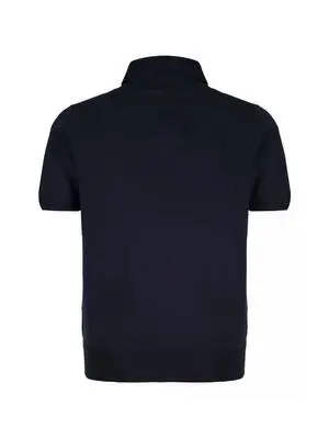 PANICALE Short-sleeve Silk Polo Shirt - Blue