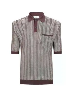 BALLANTYNE Ribbed-knit Polo Shirt - Brown