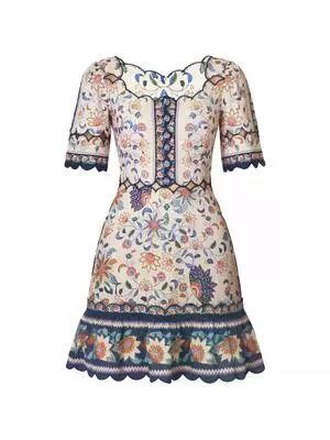 Farm Rio Floral-print Mini Dress - Neutrals